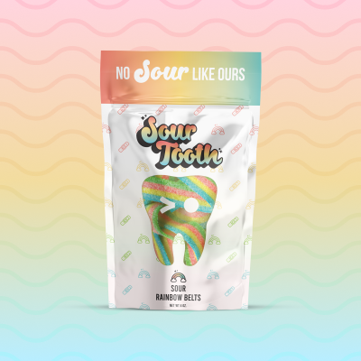Sour Tooth Rainbow Belts: Sour Candy Belts, Bites & Rings - Fresh & Chewy